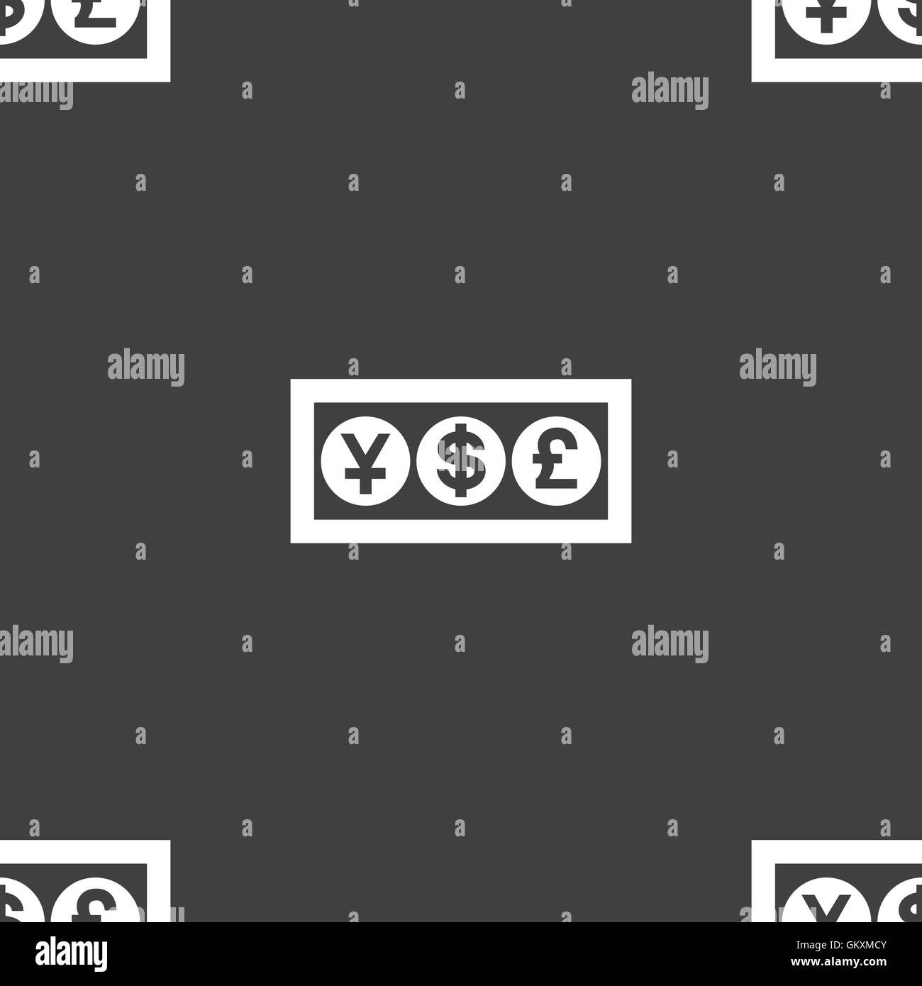 Cash currency icon sign. Seamless pattern on a gray background. Vector ...