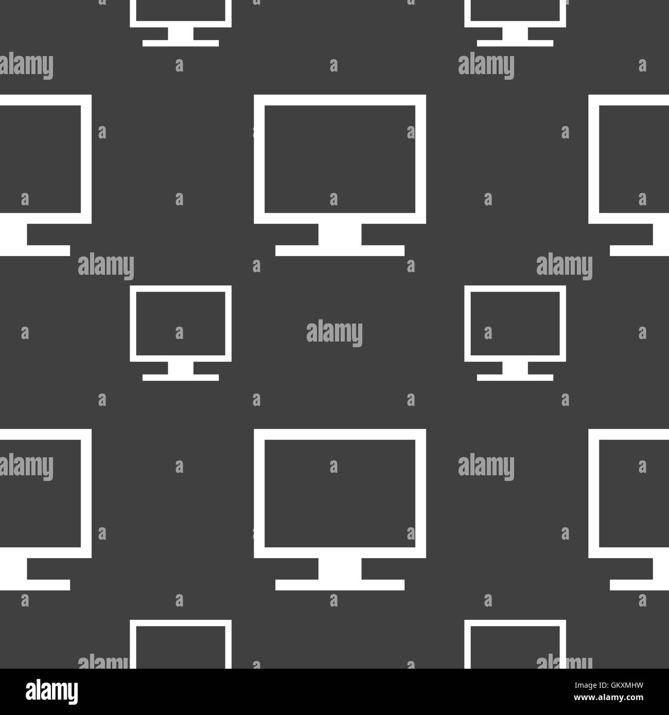 Computer widescreen monitor icon sign. Seamless pattern on a gray background. Vector Stock ...