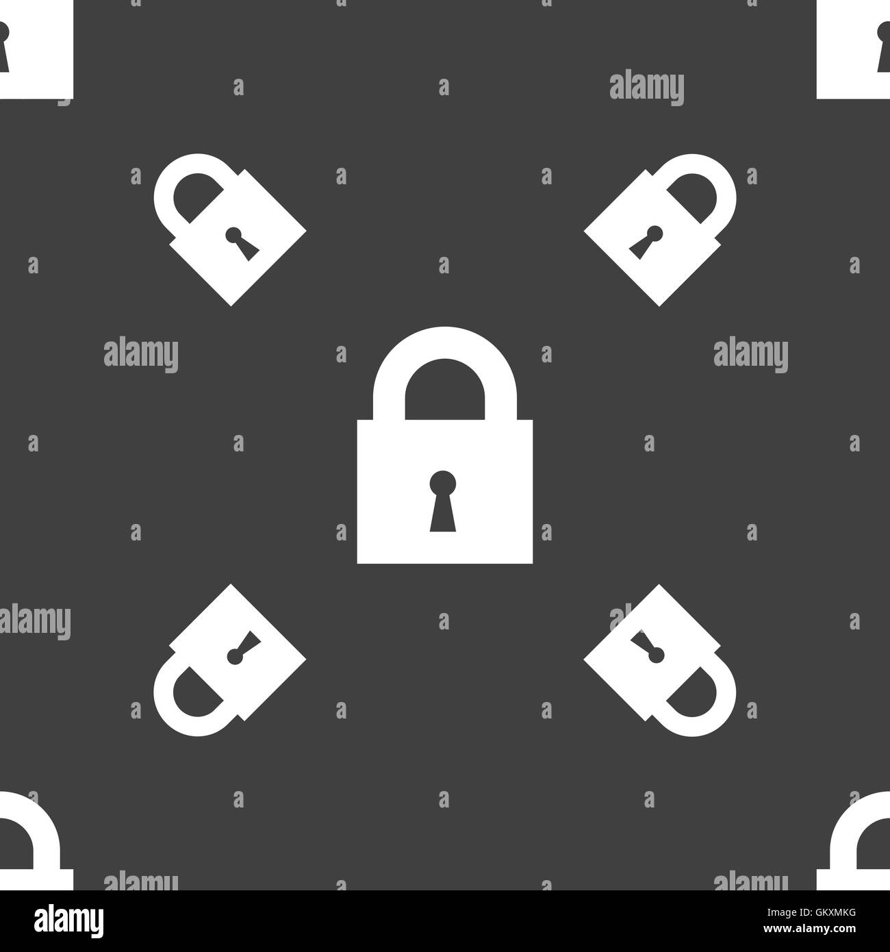 closed lock icon sign. Seamless pattern on a gray background. Vector ...