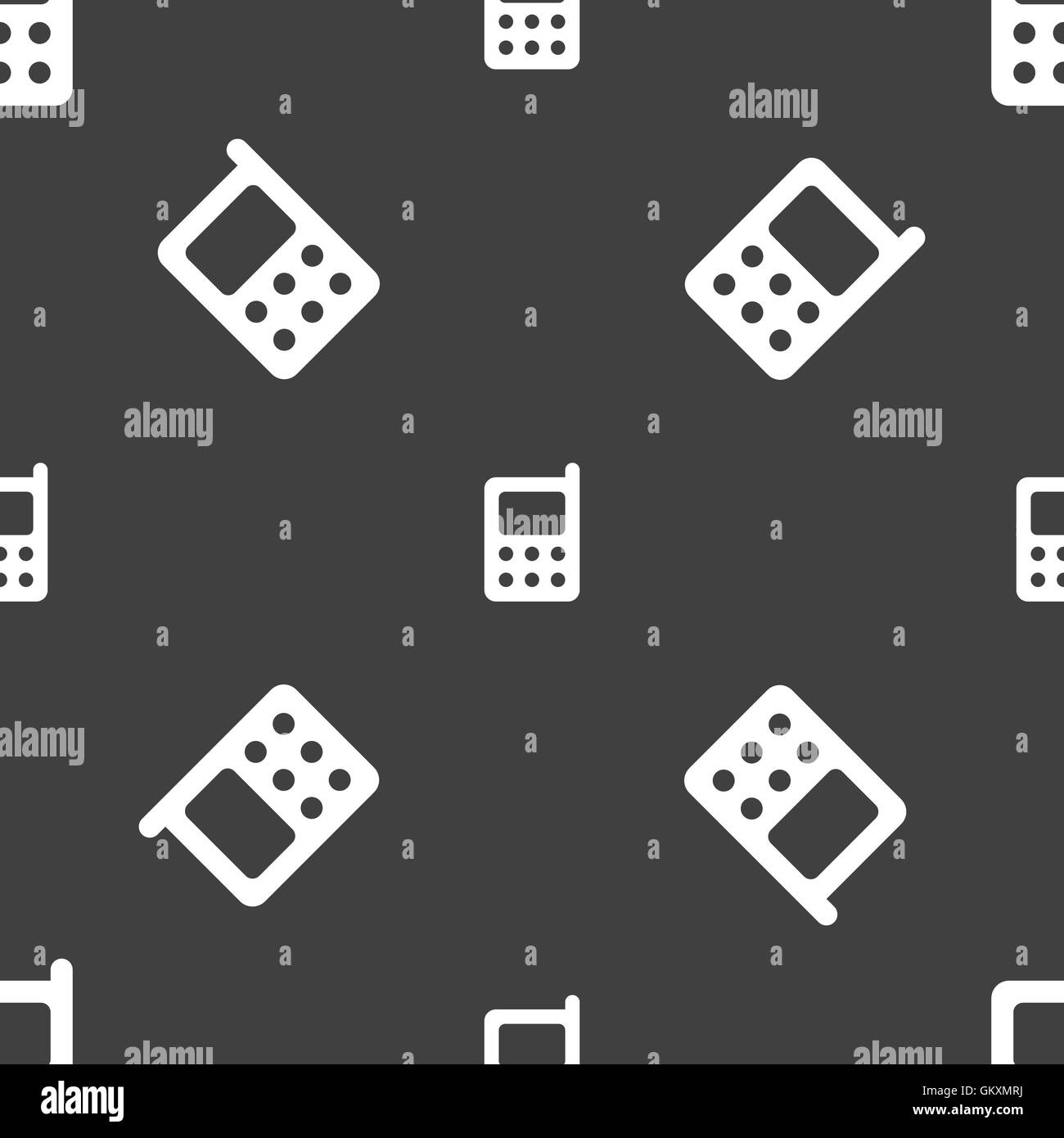 mobile phone icon sign. Seamless pattern on a gray background. Vector ...