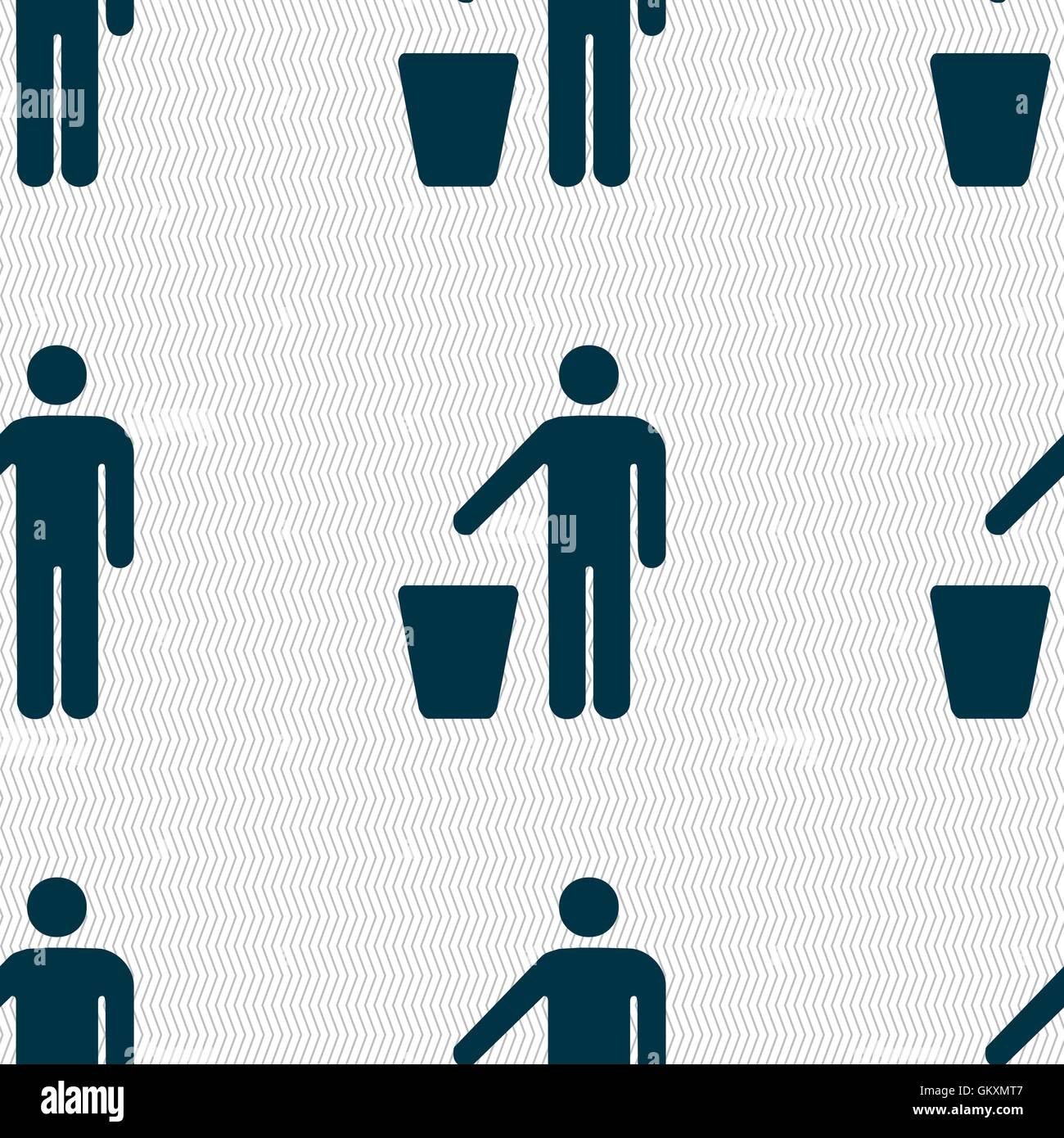 throw away the trash icon sign. Seamless pattern with geometric texture ...