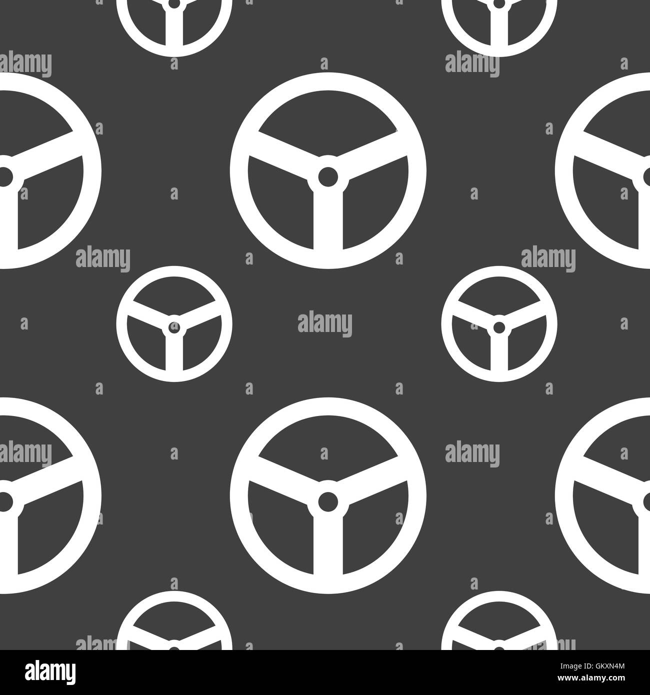 Steering wheel icon sign. Seamless pattern on a gray background. Vector ...
