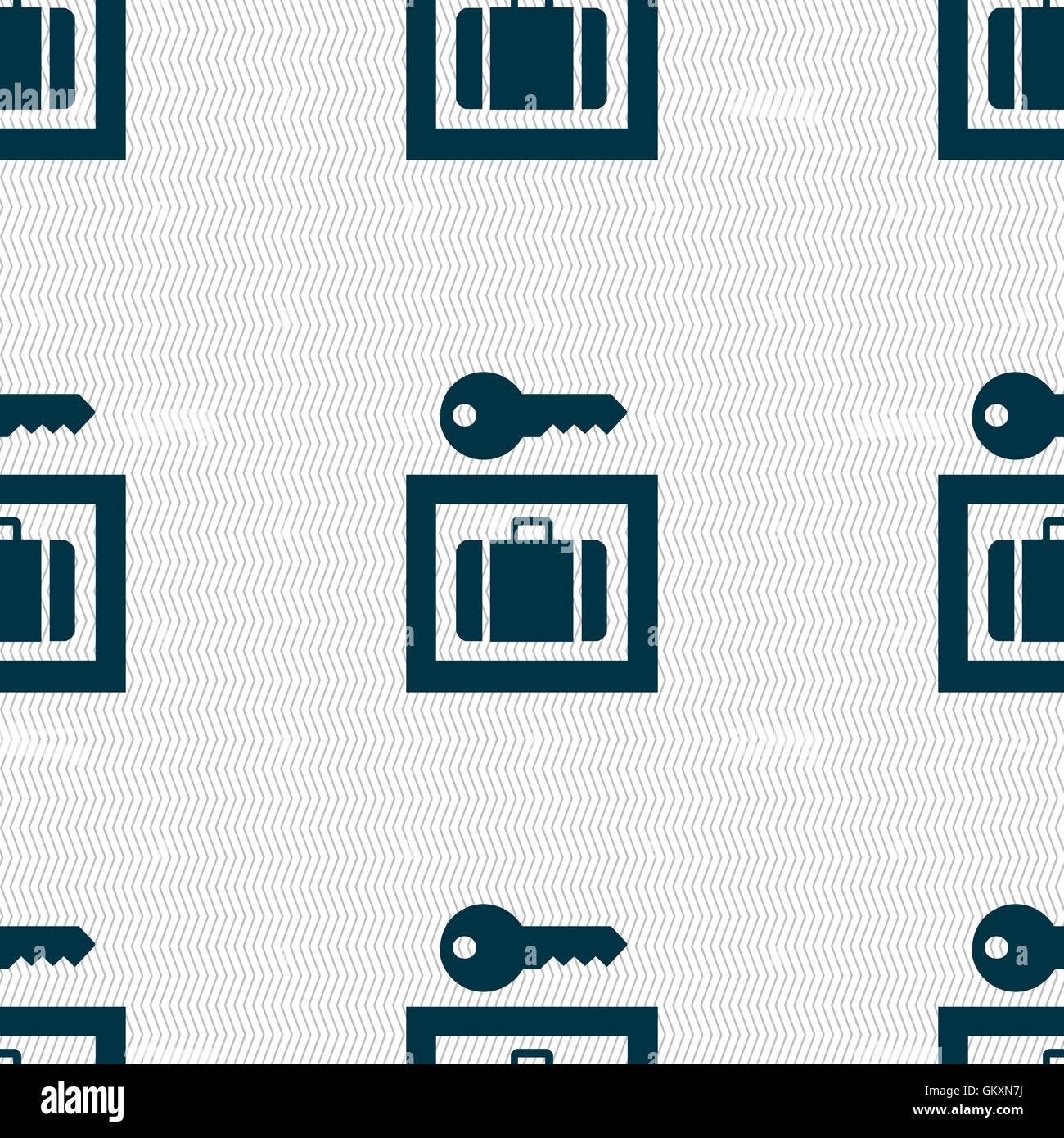 Luggage Storage icon sign. Seamless pattern with geometric texture ...
