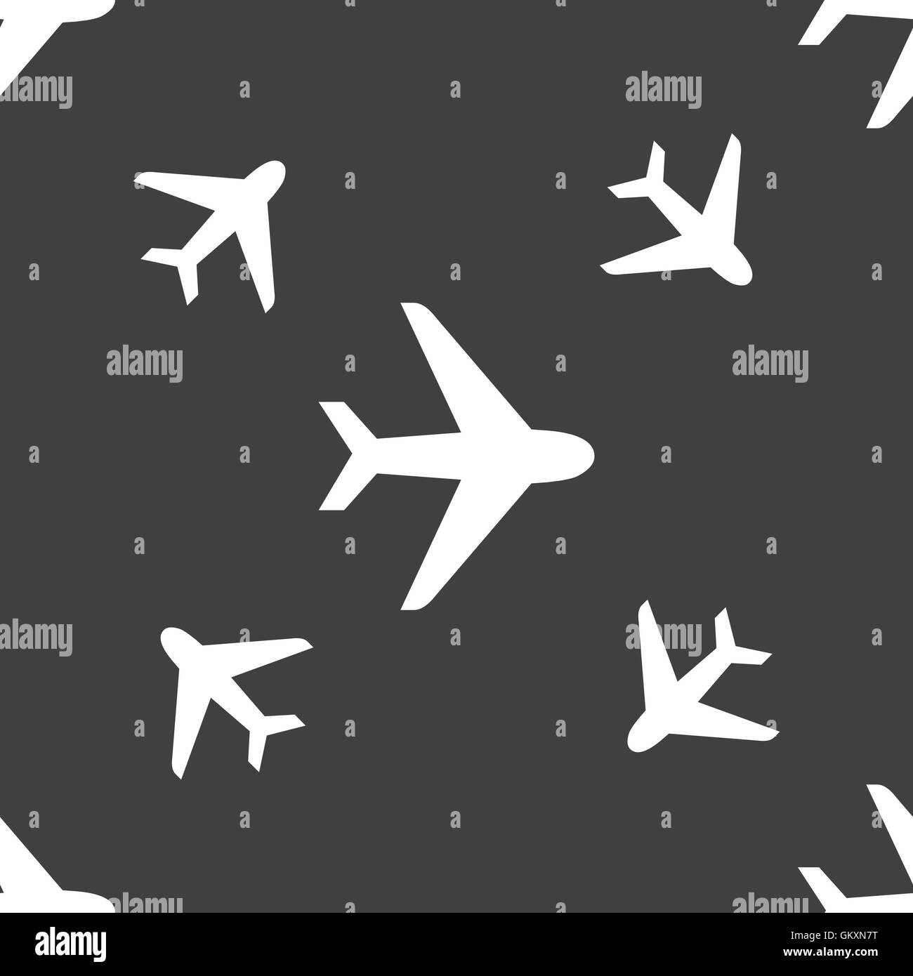 Plane icon sign. Seamless pattern on a gray background. Vector Stock ...