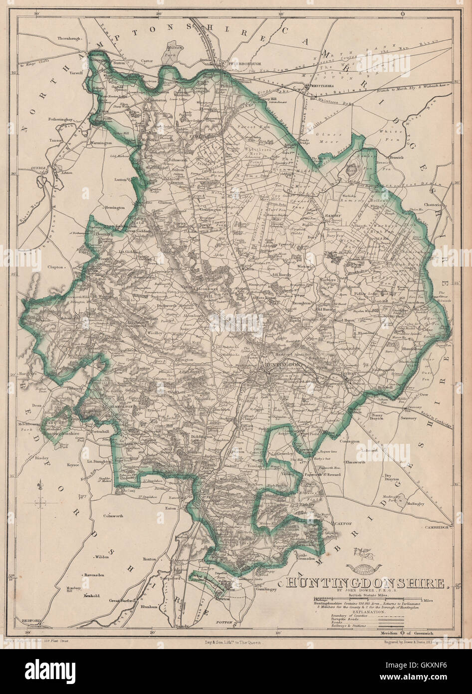 Huntingdonshire outline map hi-res stock photography and images - Alamy