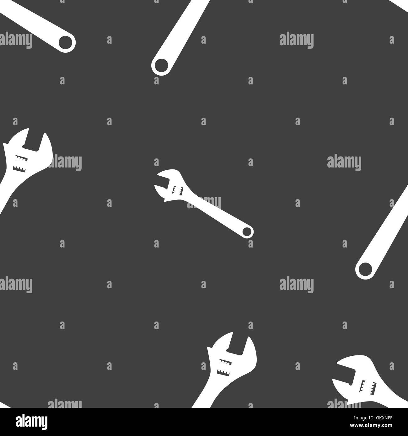 wrench icon sign. Seamless pattern on a gray background. Vector Stock ...