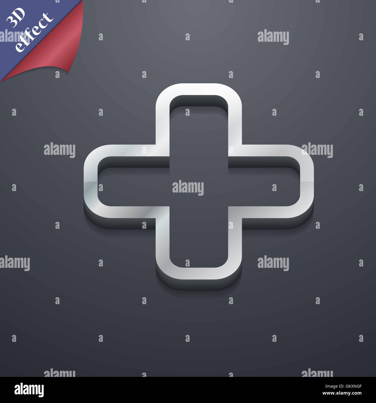 Plus icon symbol. 3D style. Trendy, modern design with space for your ...