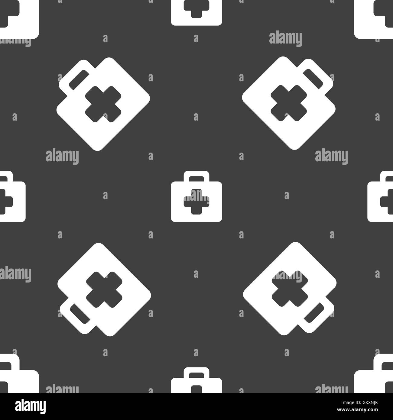 first aid kit icon sign. Seamless pattern on a gray background. Vector ...