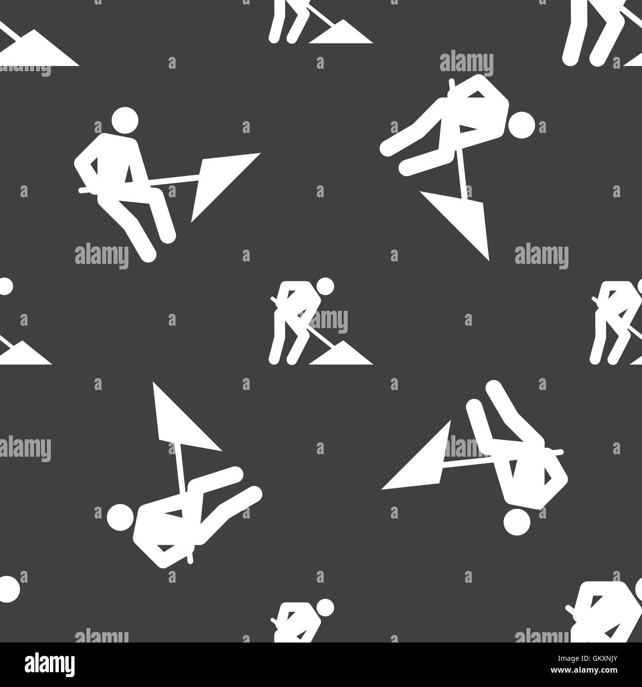 repair of road, construction work icon sign. Seamless pattern on a gray ...