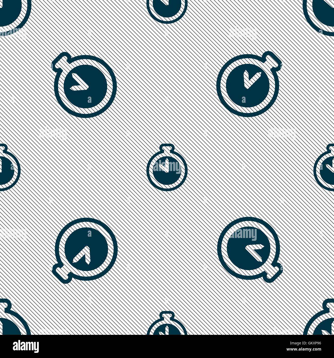 The stopwatch icon sign. Seamless pattern with geometric texture ...