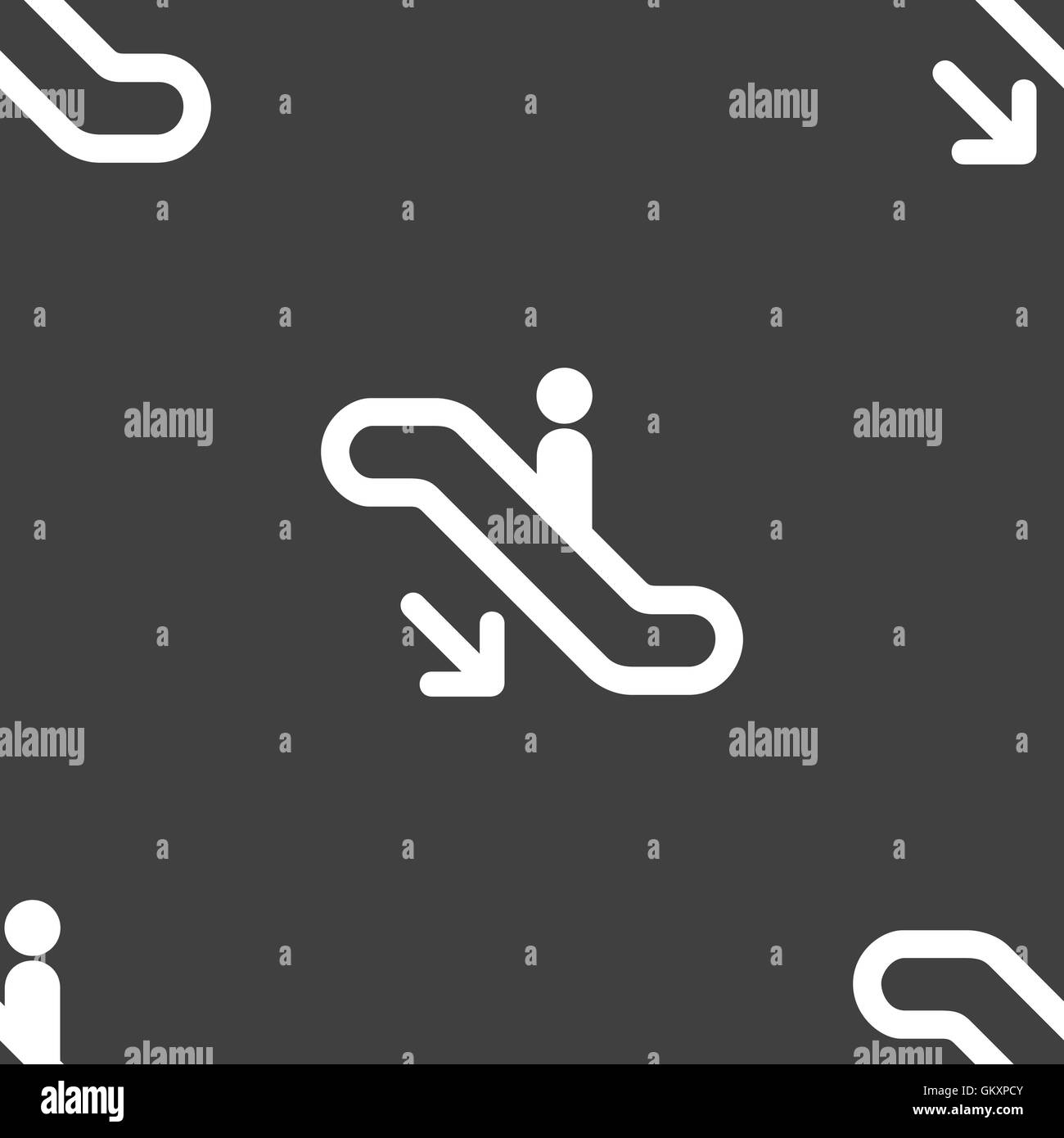elevator, Escalator, Staircase icon sign. Seamless pattern on a gray ...