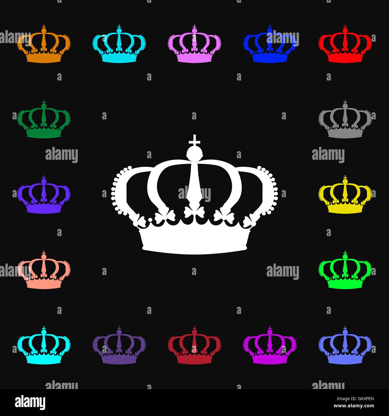 Crown iconi sign. Lots of colorful symbols for your design. Vector ...