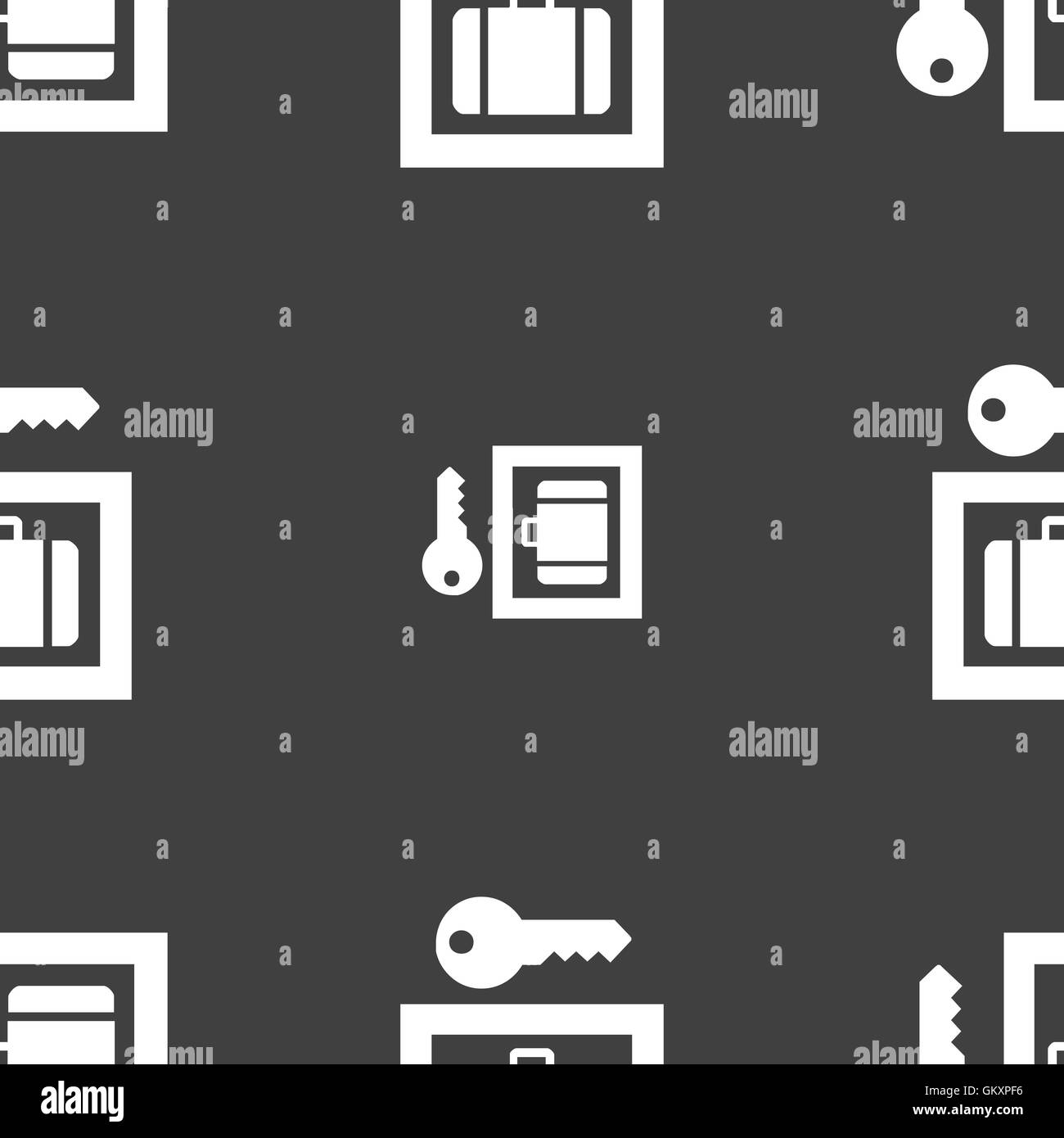 Luggage Storage icon sign. Seamless pattern on a gray background ...