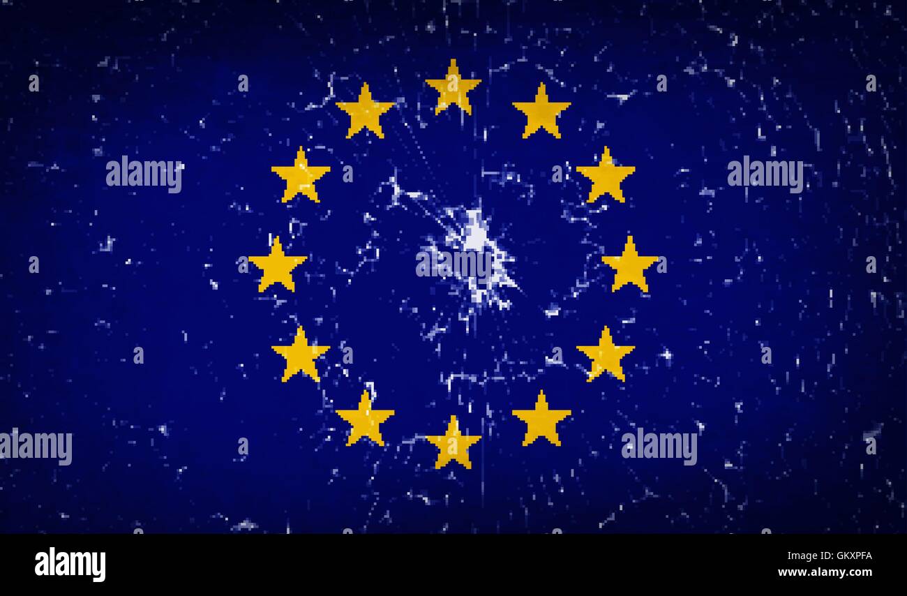 Flags European Union with broken glass texture. Vector Stock Vector ...