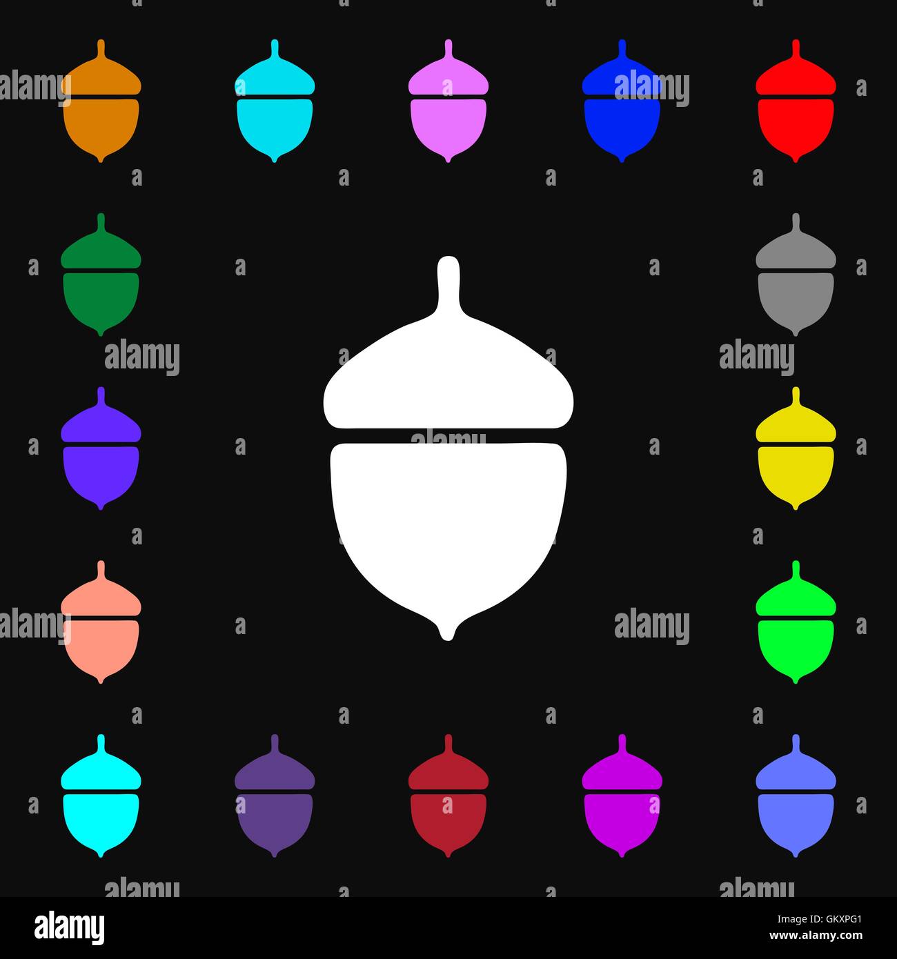 Acorn iconi sign. Lots of colorful symbols for your design. Vector ...
