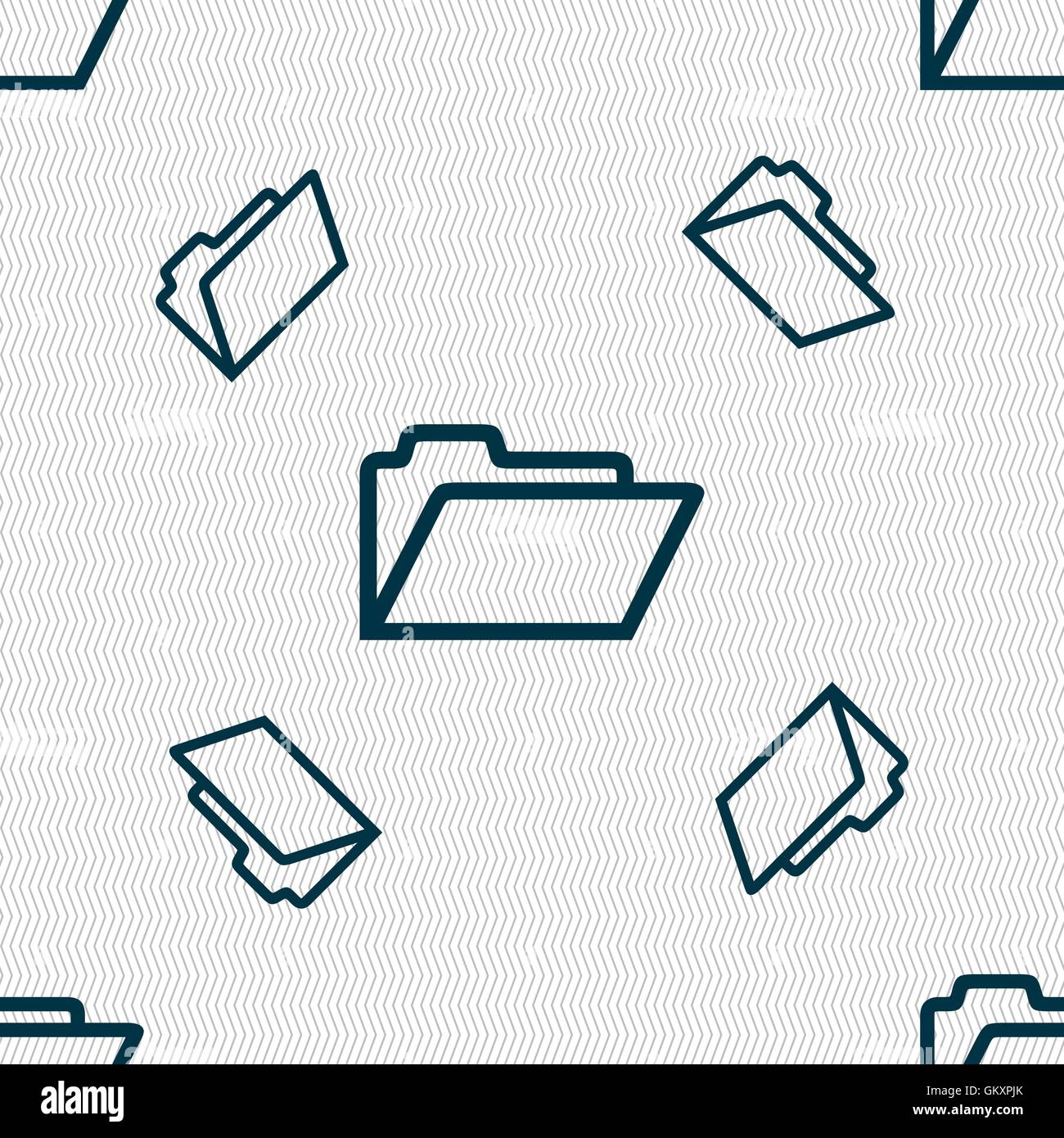 Folder icon sign. Seamless pattern with geometric texture. Vector Stock ...