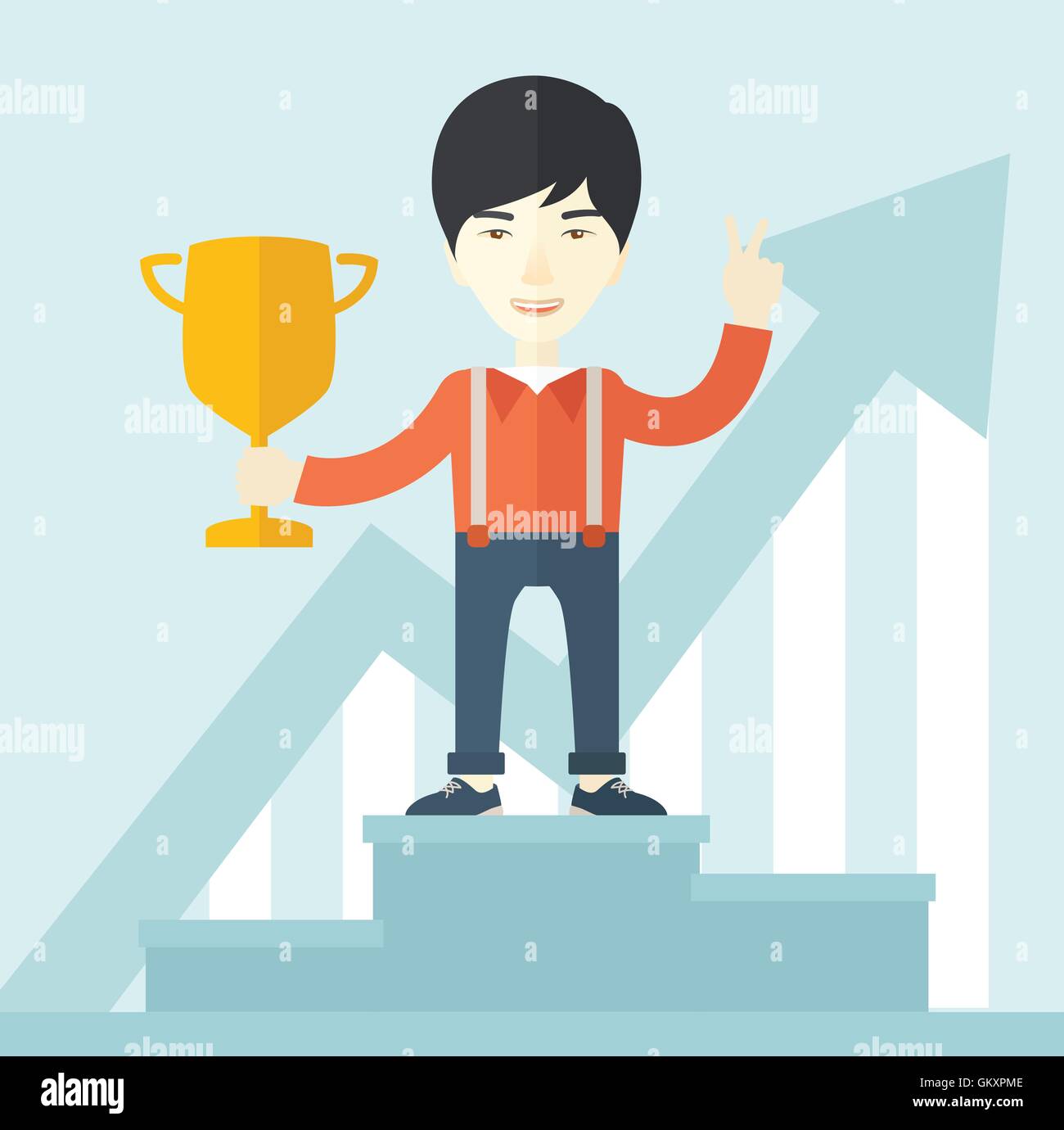 Cartoon illustration man on podium Stock Vector Images - Alamy