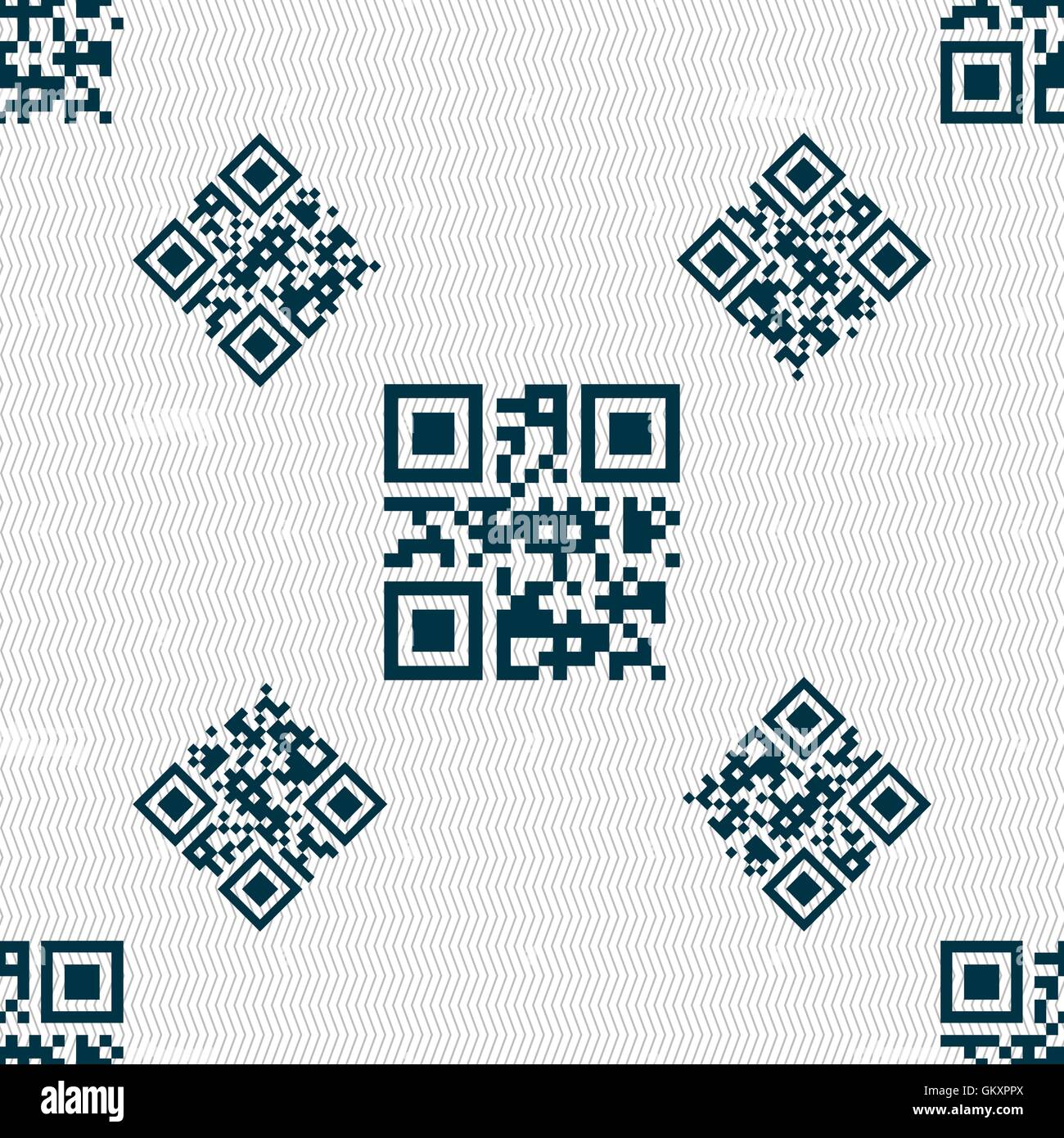 Qr code icon sign. Seamless pattern with geometric texture. Vector ...