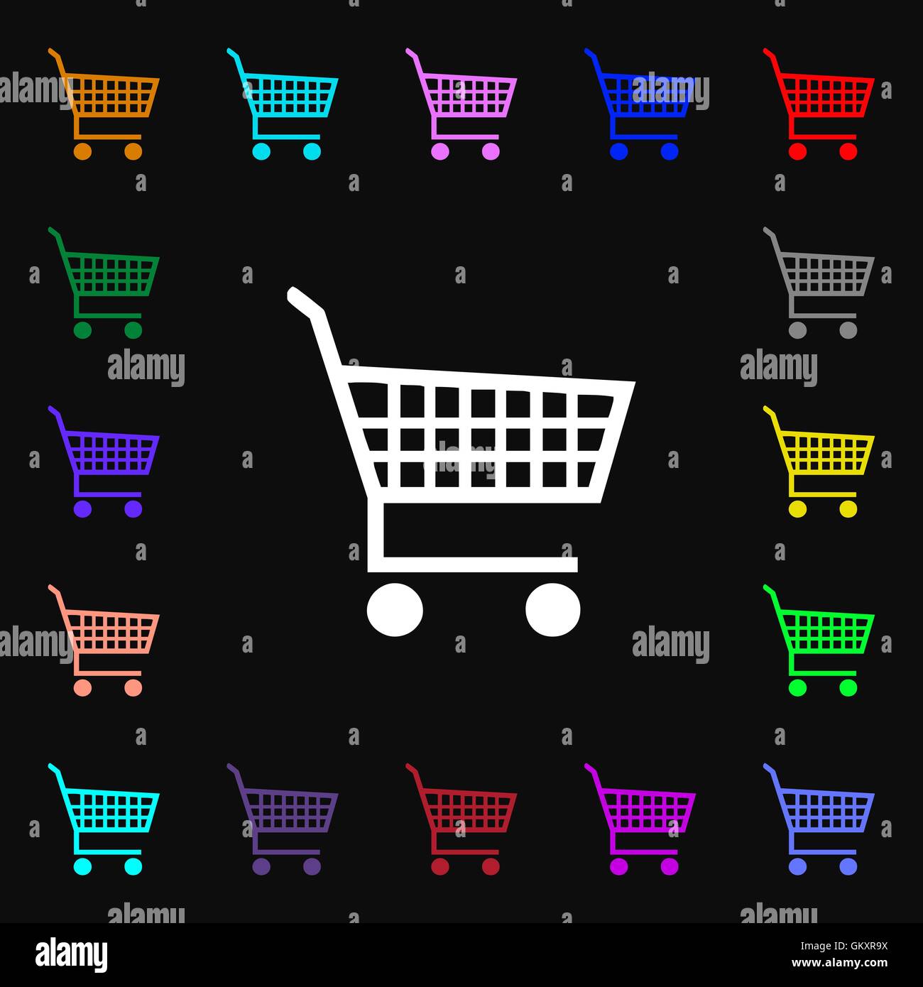 shopping cart iconi sign. Lots of colorful symbols for your design ...