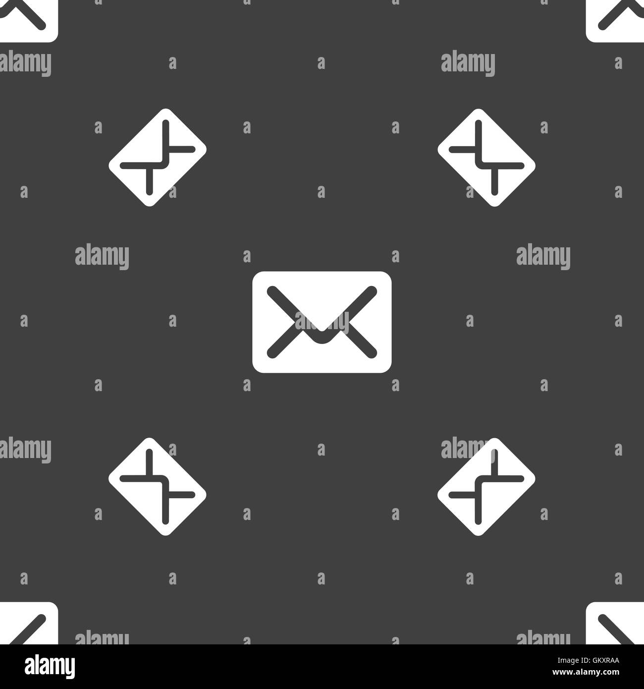 Mail, envelope, letter icon sign. Seamless pattern on a gray background ...