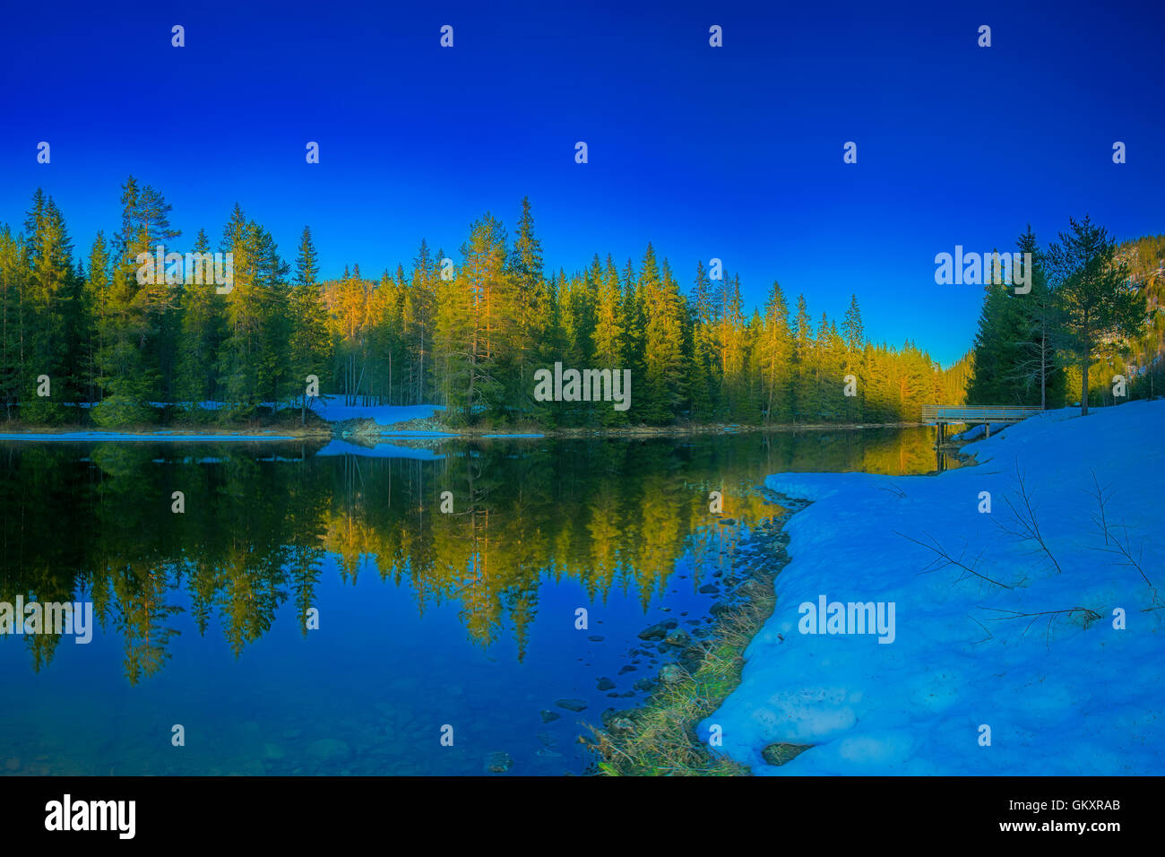 Winter evening landscape Stock Photo - Alamy