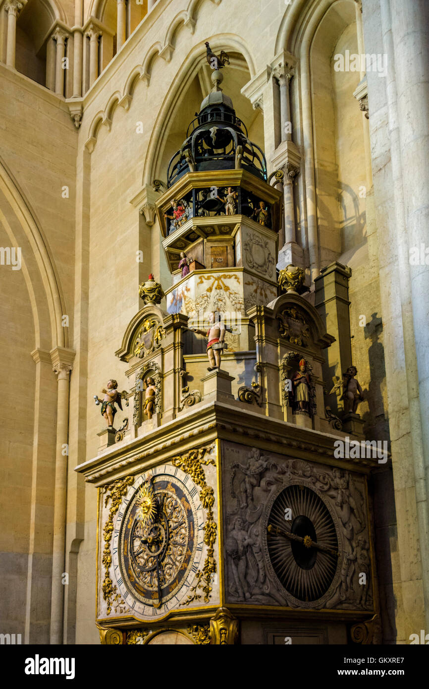 Lyon. The astronomical clock in Saint Jean Cathedral, old town, vieux ...
