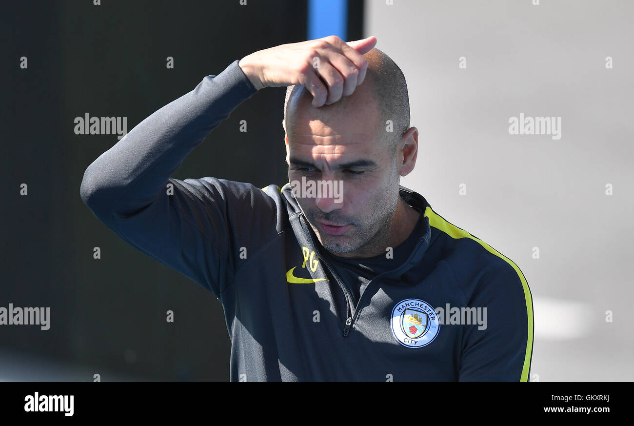 Manchester city manager pep guardiola training session city football ...