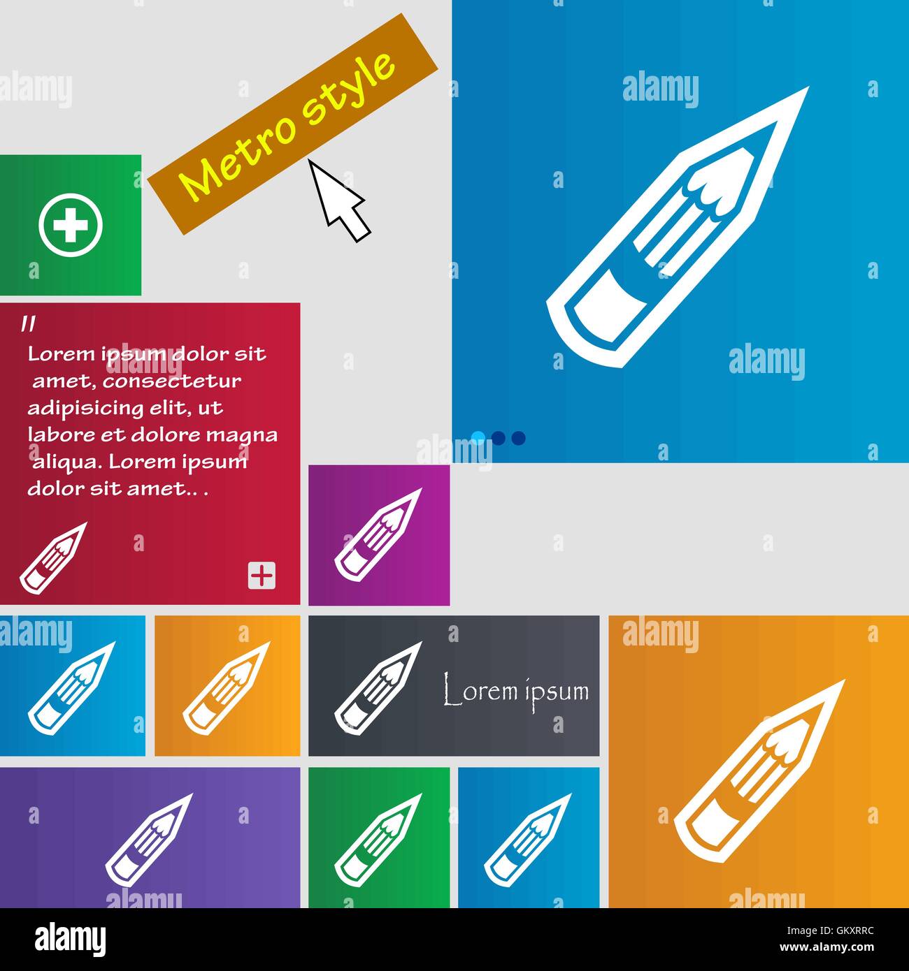 Pencil icon sign. buttons. Modern interface website buttons with cursor pointer. Vector Stock ...