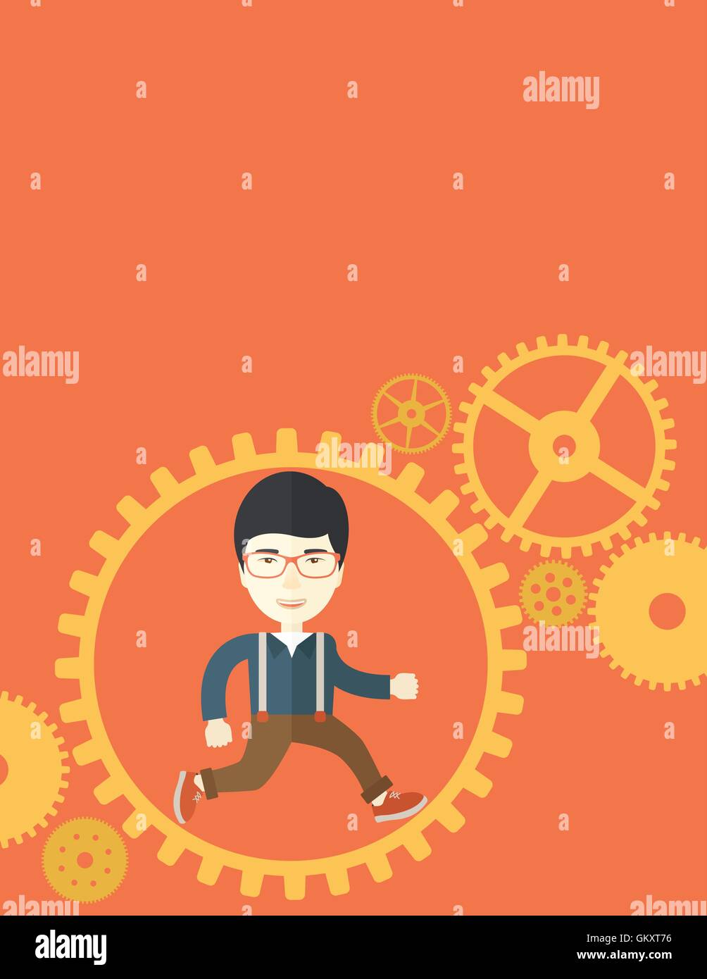 Japanese man running inside a gear Stock Vector Image & Art - Alamy