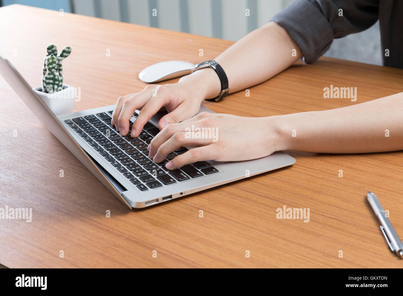 businessman working with computer notebook laptop on office desk Stock ...