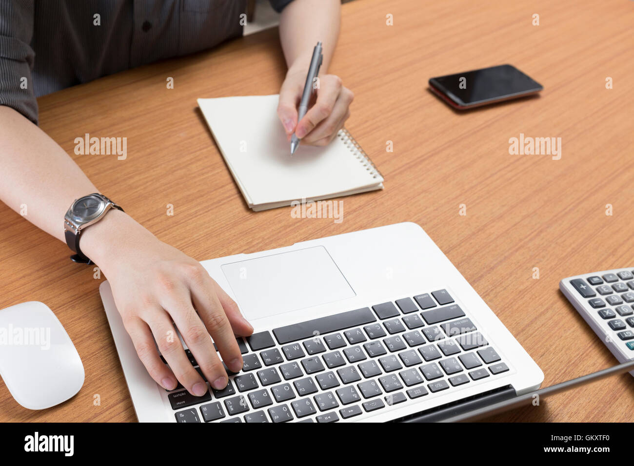 businessman working with computer notebook laptop on office desk Stock ...