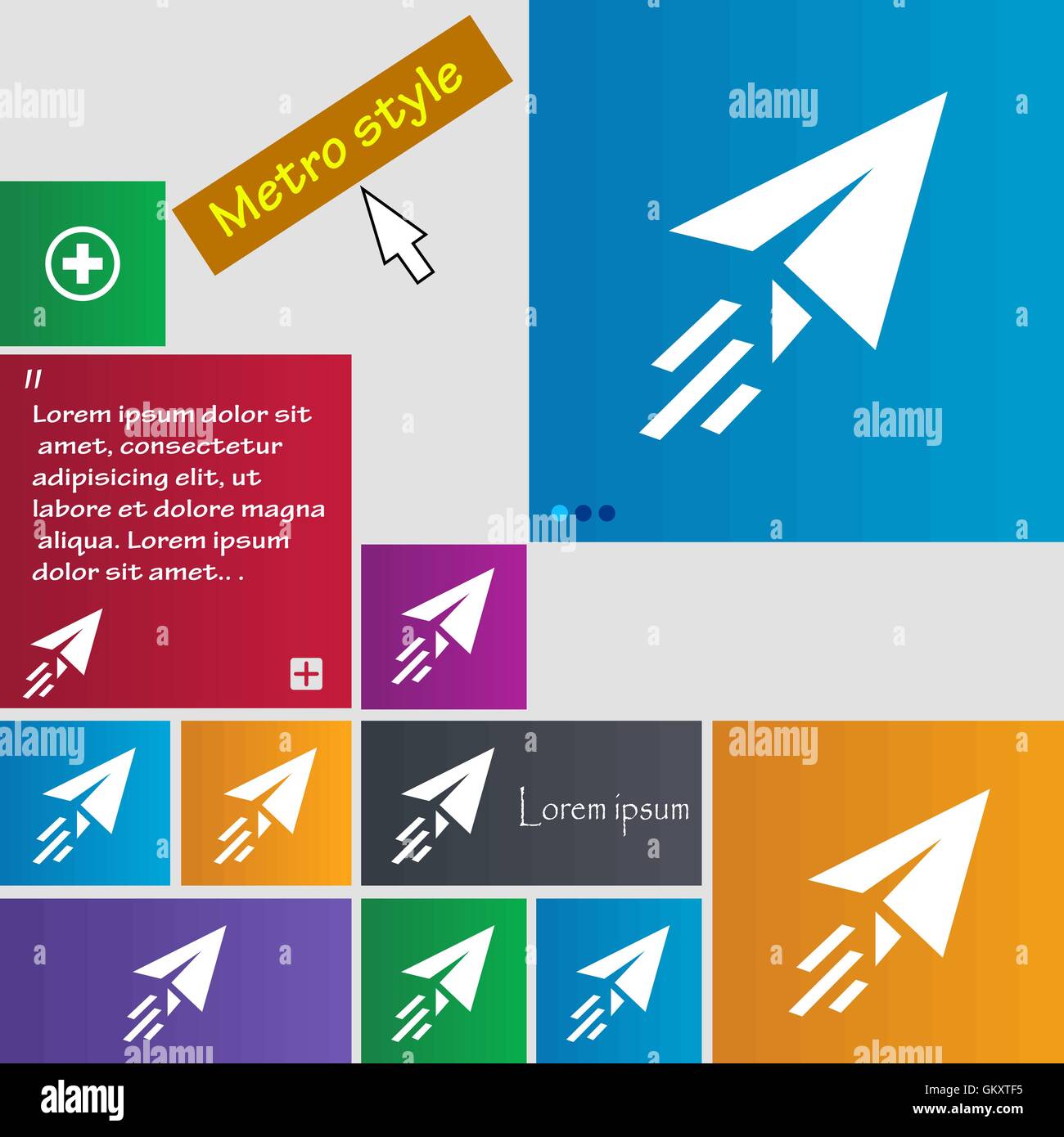 Paper airplane icon sign. buttons. Modern interface website buttons with cursor pointer. Vector ...