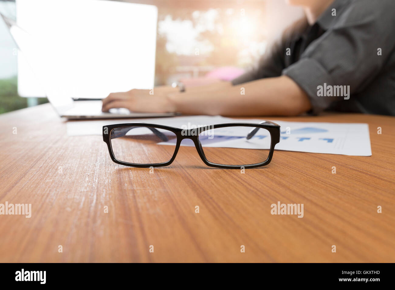 businessman working with computer notebook laptop on office desk Stock ...