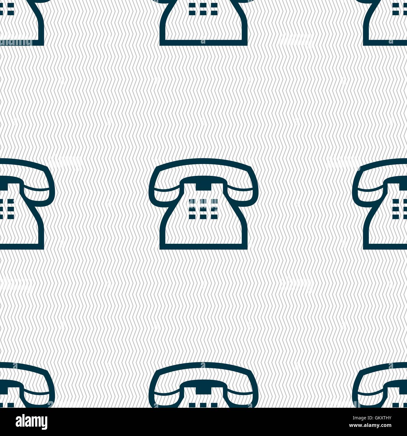 retro telephone handset icon sign. Seamless pattern with geometric ...