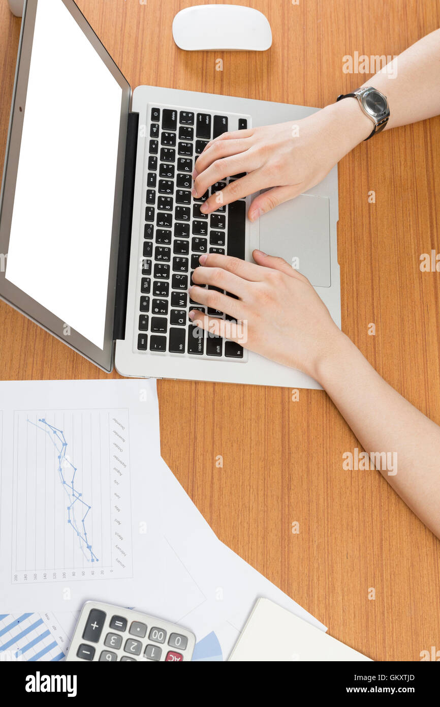 businessman working with computer notebook laptop on office desk Stock ...