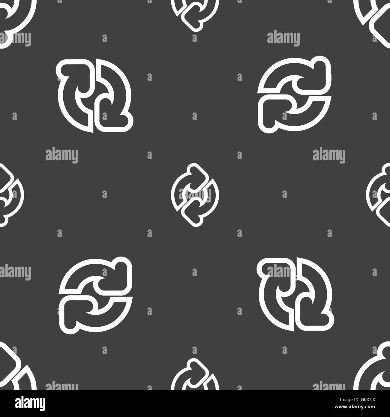 Refresh icon sign. Seamless pattern on a gray background. Vector Stock ...