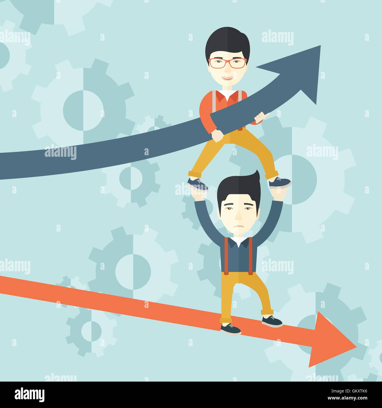 Two aisan guy in two arrows going up and down Stock Vector Image & Art ...
