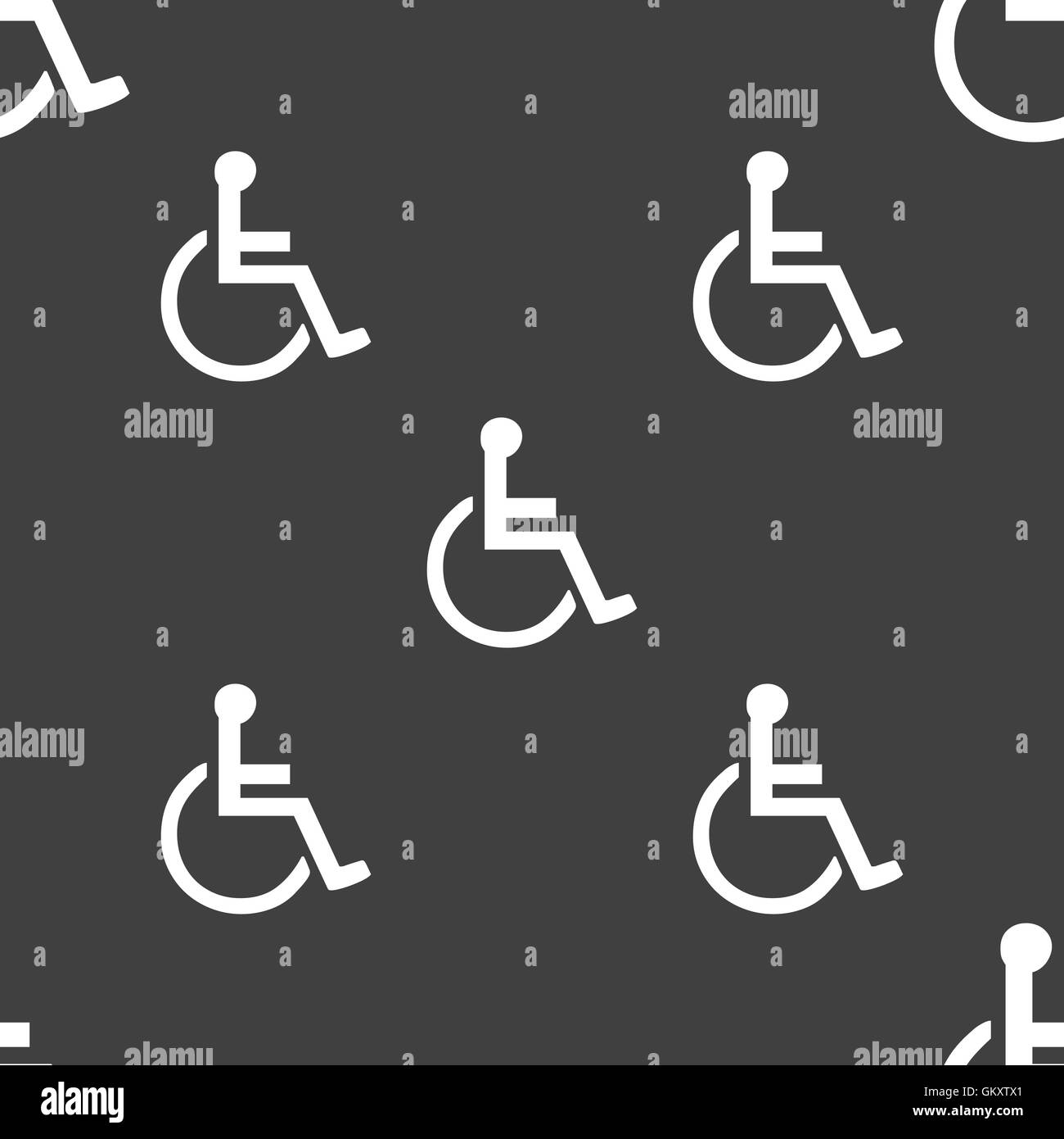 disabled icon sign. Seamless pattern on a gray background. Vector Stock ...