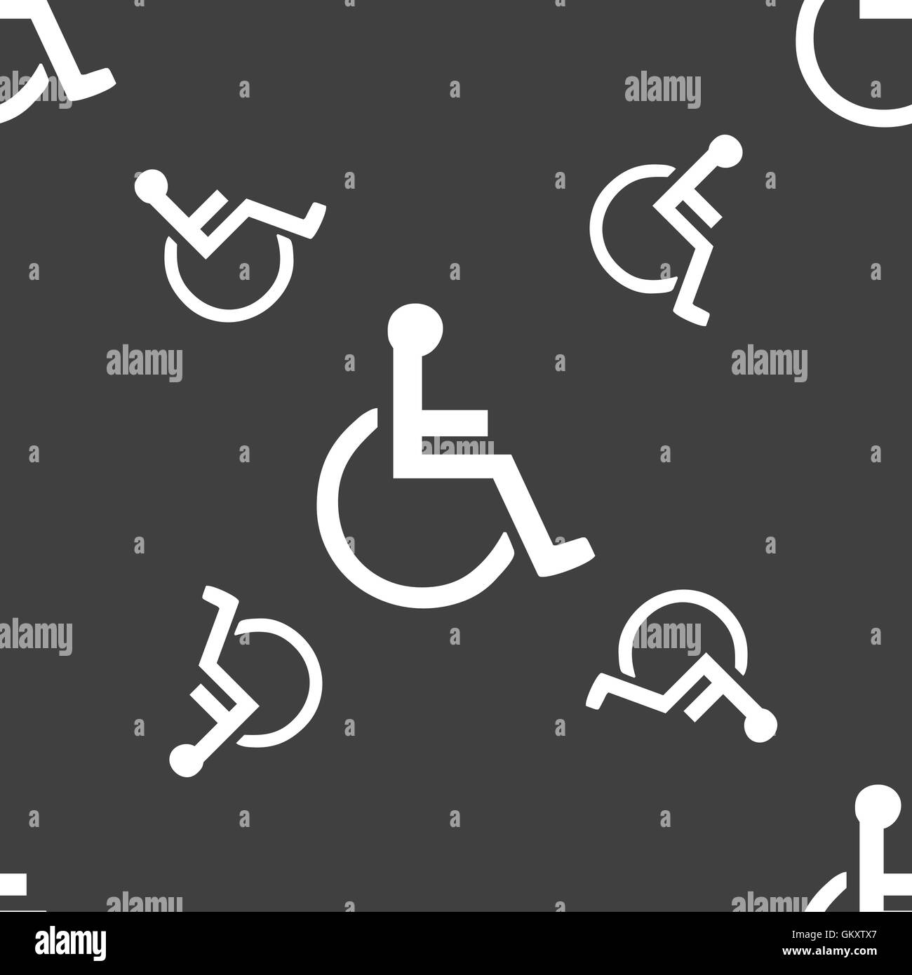 disabled icon sign. Seamless pattern on a gray background. Vector Stock ...