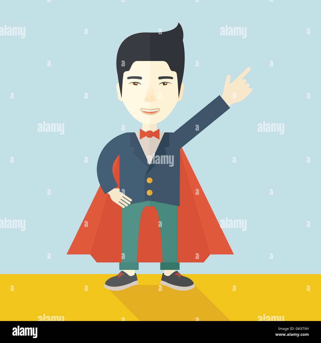 Hero chinese man pointing up high to the sky Stock Vector Image & Art ...