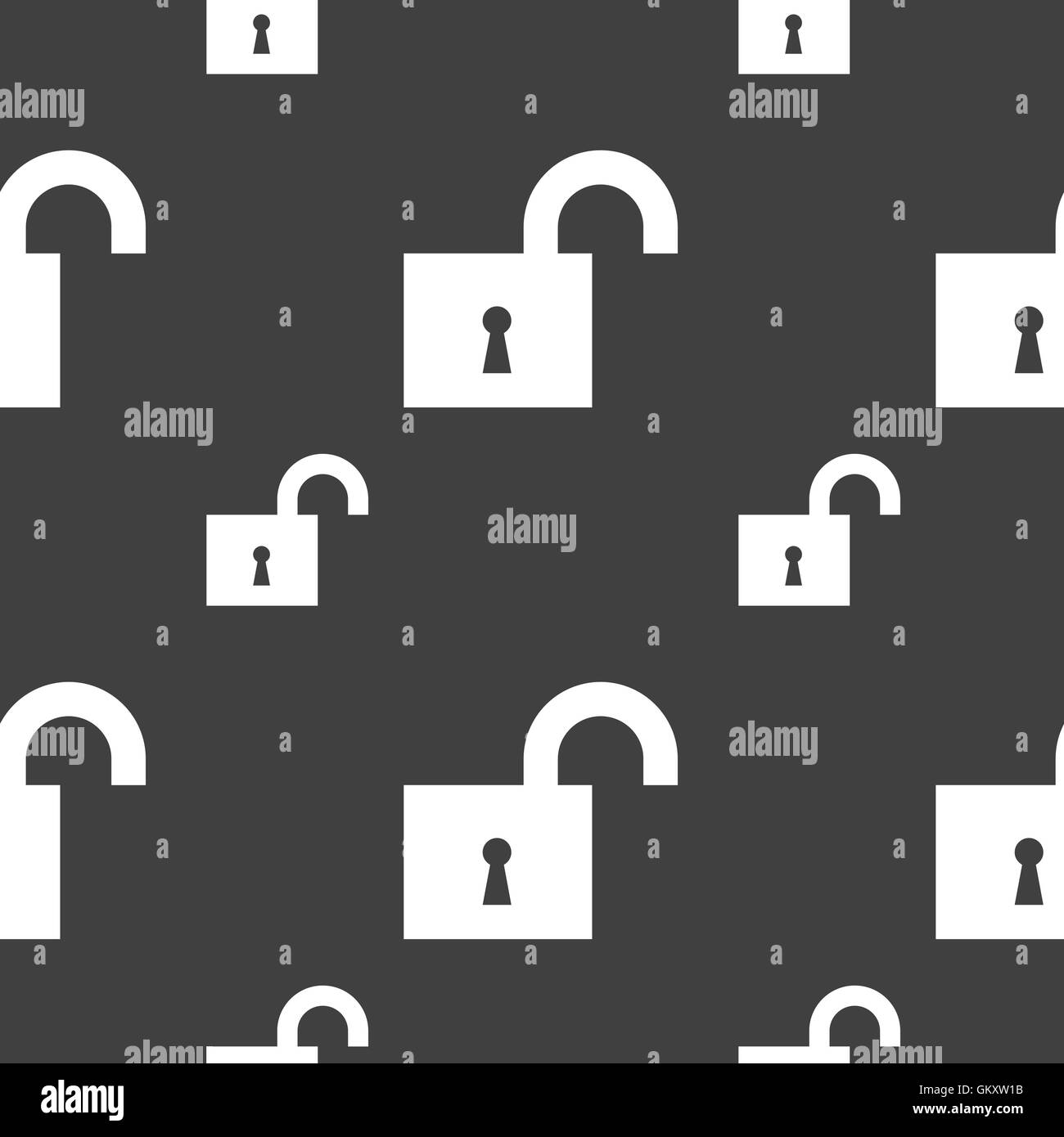 open lock icon sign. Seamless pattern on a gray background. Vector ...