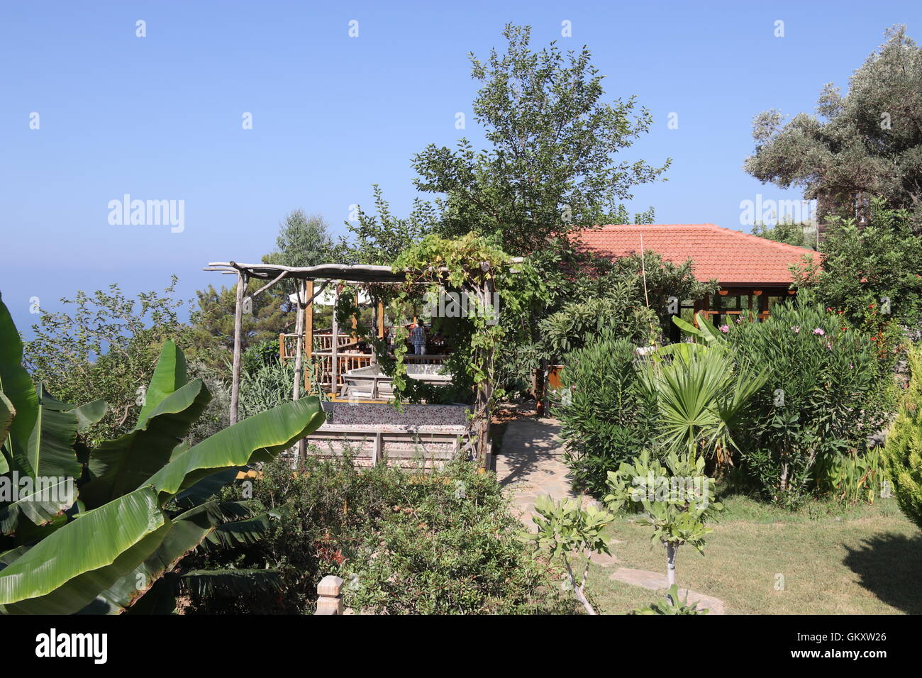 A shack looking bar on the mountain side at kabak in turkey, 29th july ...