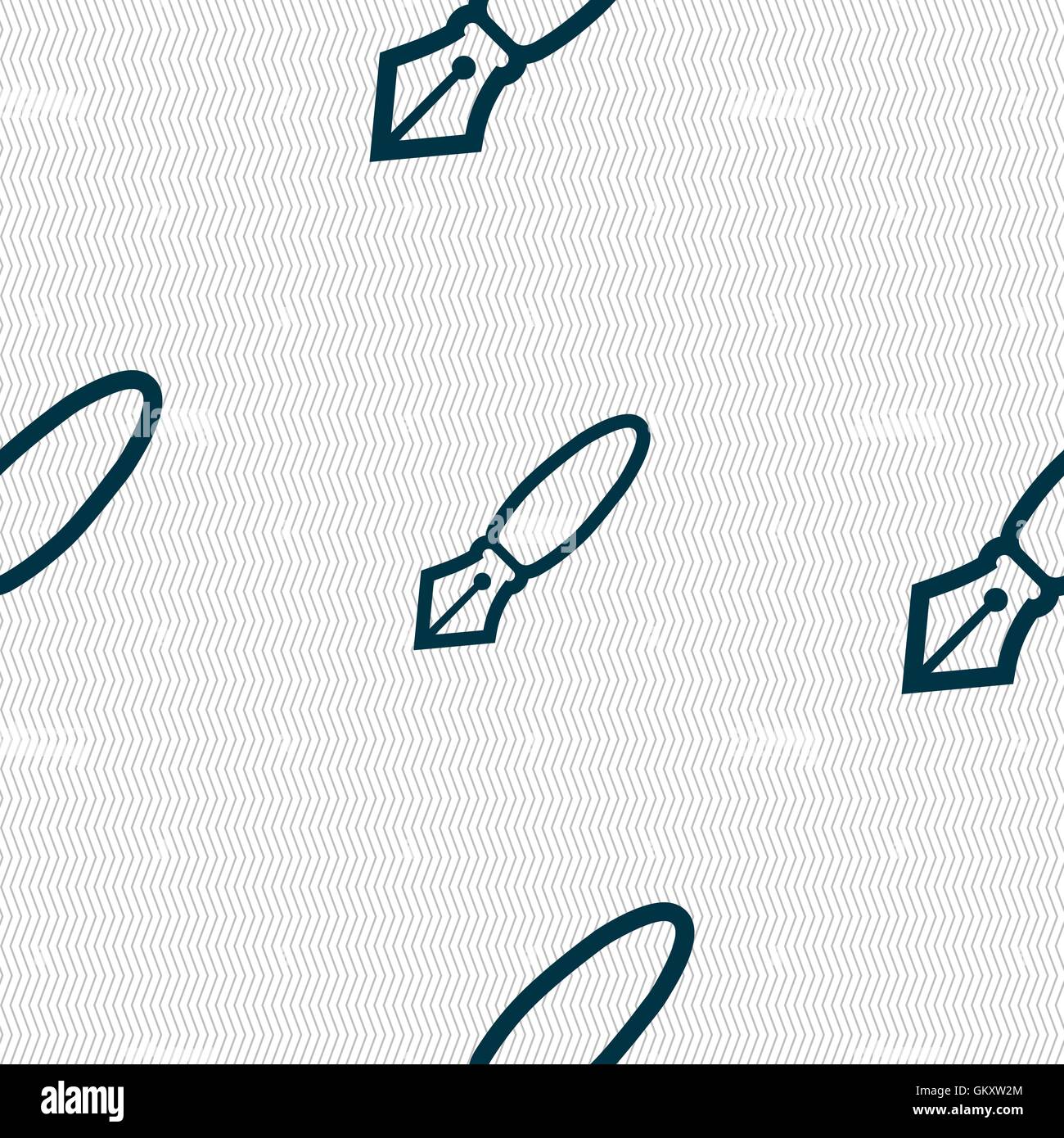 Pen icon sign. Seamless pattern with geometric texture. Vector Stock ...