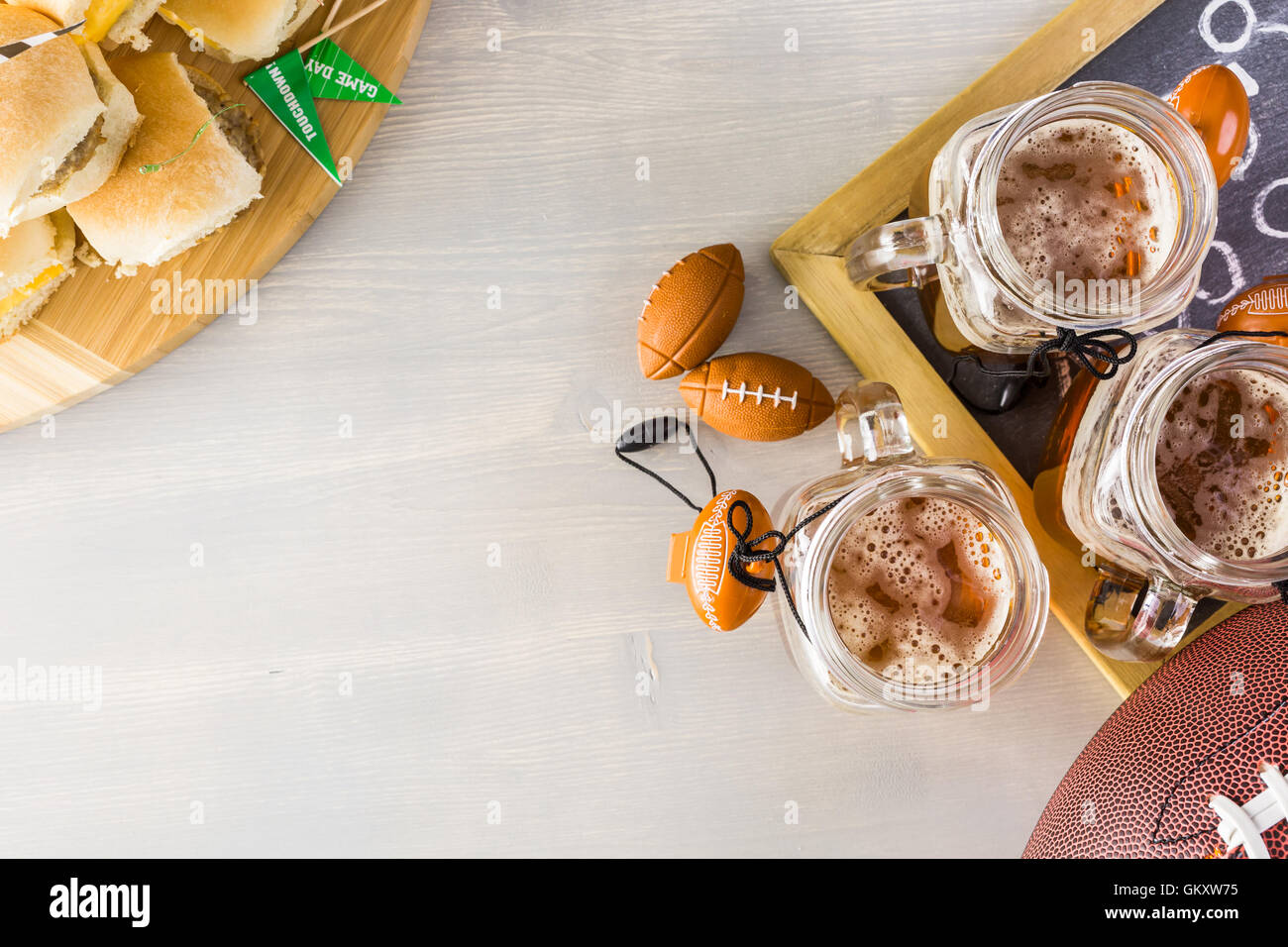 Sliders with veggie tray on the table for the football party Stock ...