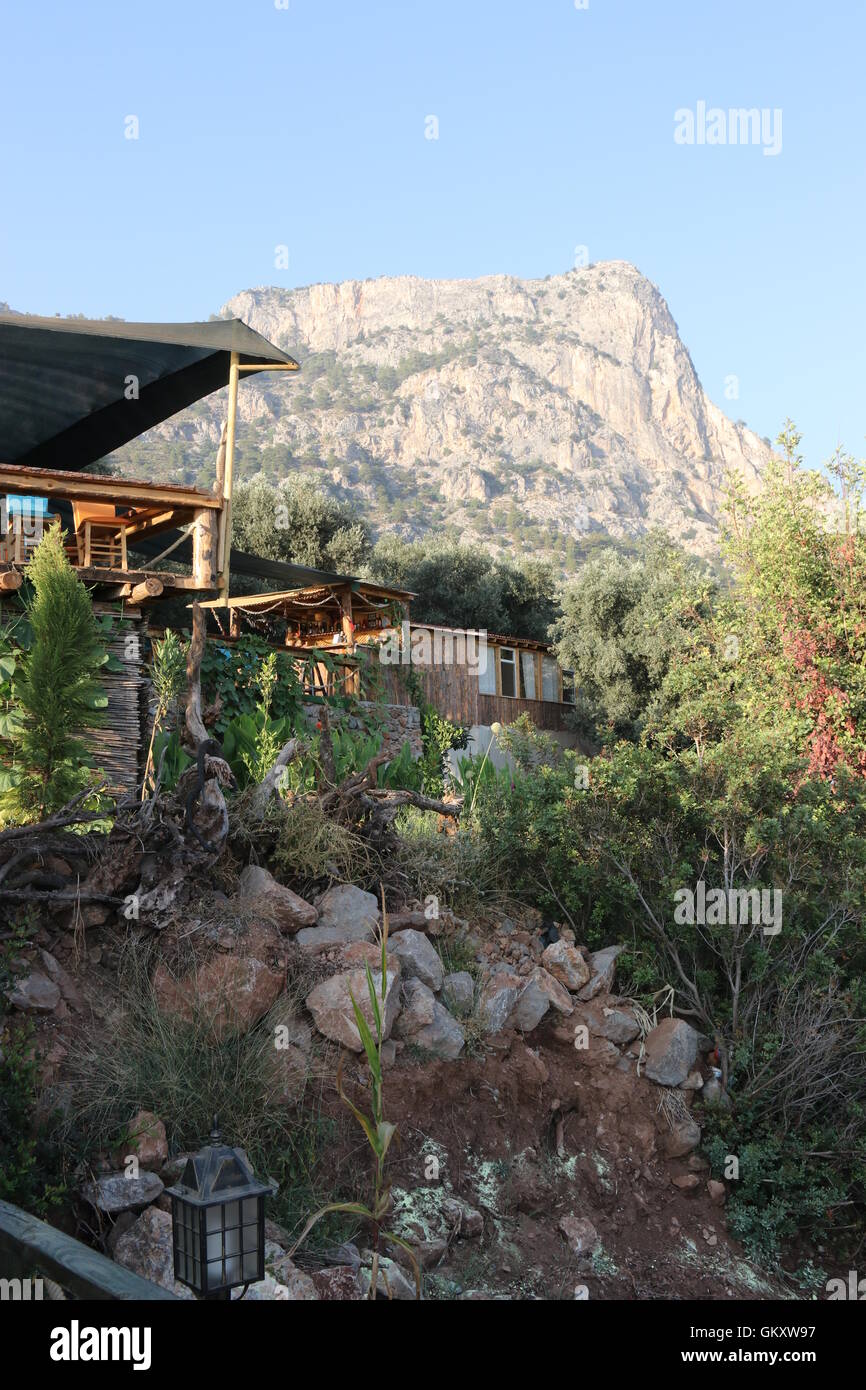 A shack looking bar on the mountain side at kabak in turkey, 29th july ...