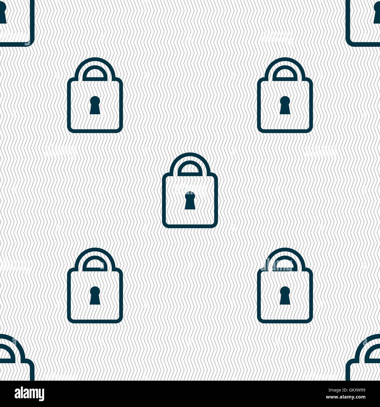 Lock icon sign. Seamless pattern with geometric texture. Vector Stock ...