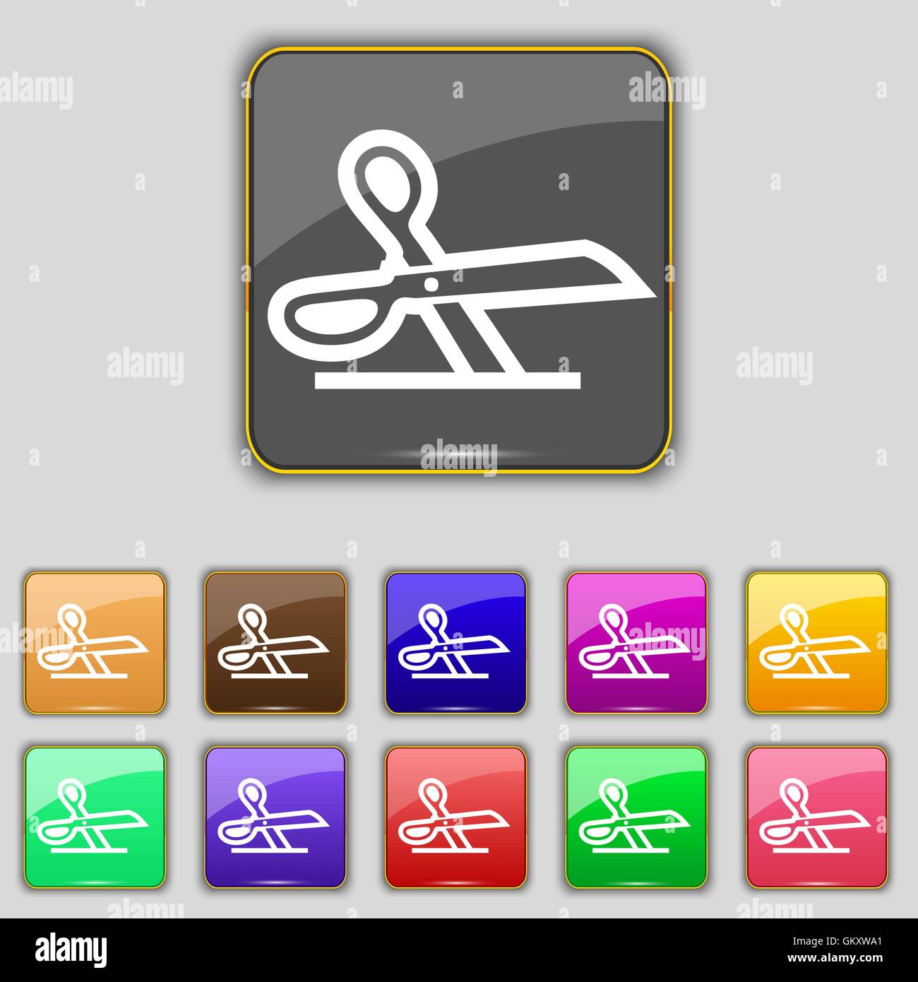 scissors icon sign. Set with eleven colored buttons for your site ...