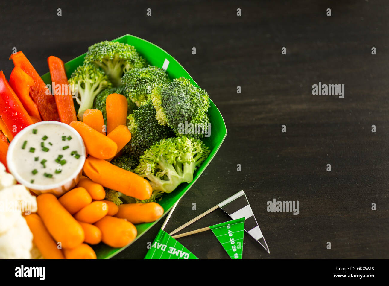 Veggie tray on the table for the football party Stock Photo - Alamy