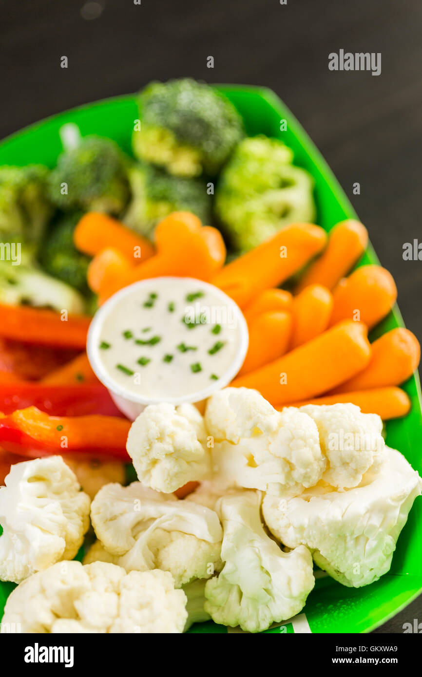 Veggie tray on the table for the football party Stock Photo - Alamy