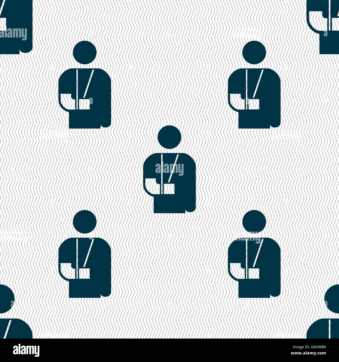 broken arm, disability icon sign. Seamless pattern with geometric ...